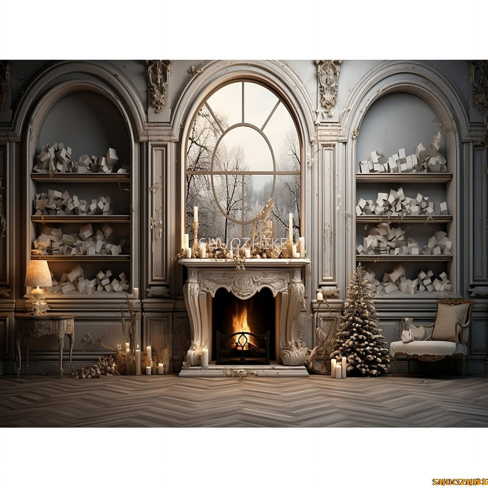 Christmas Tree With Gift Boxes Photography Backdrops Winter Snow ...