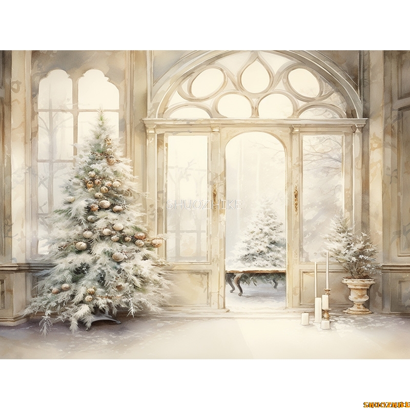 Christmas Tree With Gift Boxes Photography Backdrops Winter Snow ...