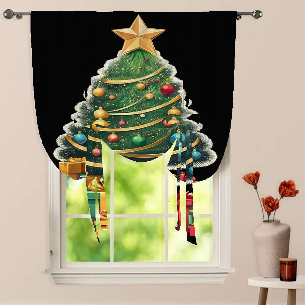 Christmas Tree With Gifts Window Curtain for Living Room Roman Curtain ...