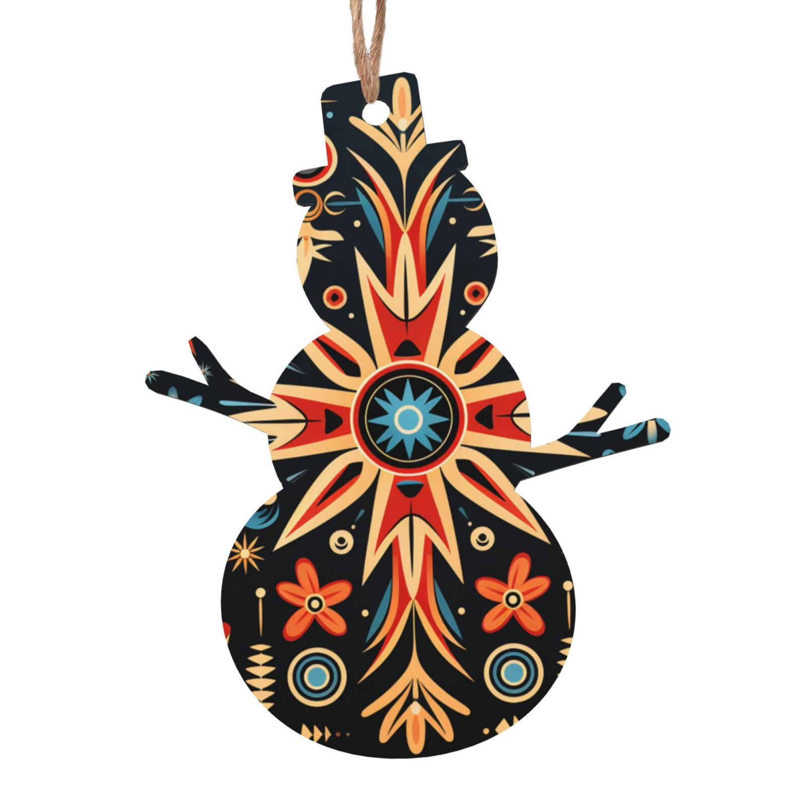 Christmas Tree Wooden Ornaments Snowman Shape 6 Pcs Xmas Hanging ...