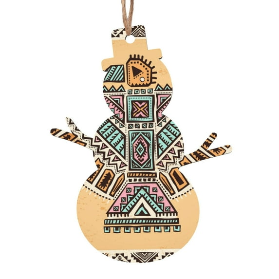 Christmas Tree Wooden Ornaments Snowman Shape 6 Pcs Xmas Hanging ...