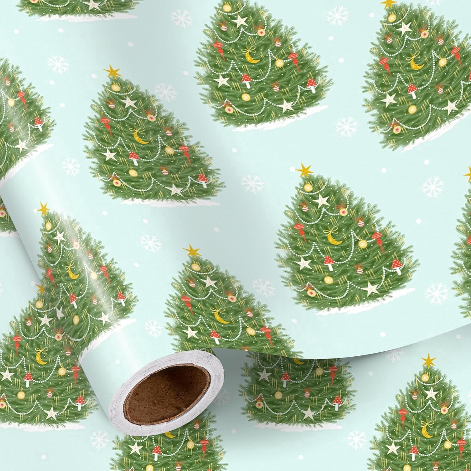 Christmas Tree Wrapping Paper Roll Elegant Gold Xmas Tree Gift Wrap ...
