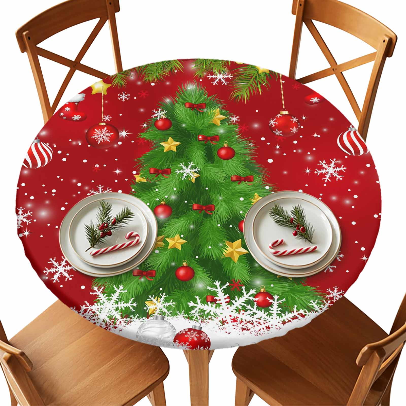 Christmas Tree Xmas Ball Socks Fitted Round Tablecloths Table Covers 45 ...