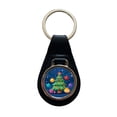 Christmas Tree and Ornaments Modern Metal Black Leather Keychain ...