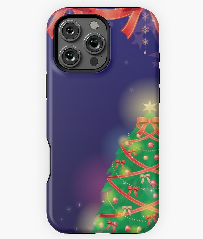 Christmas Tree and Ribbons Holiday Phone Case for iPhone 16 15 14 13 12 ...