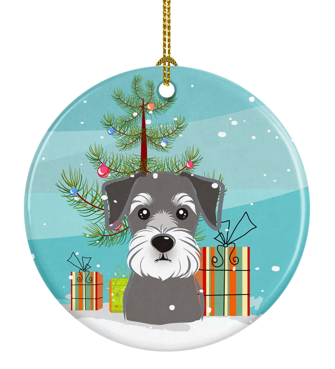 Christmas Tree and Schnauzer Ceramic Ornament - Walmart.com