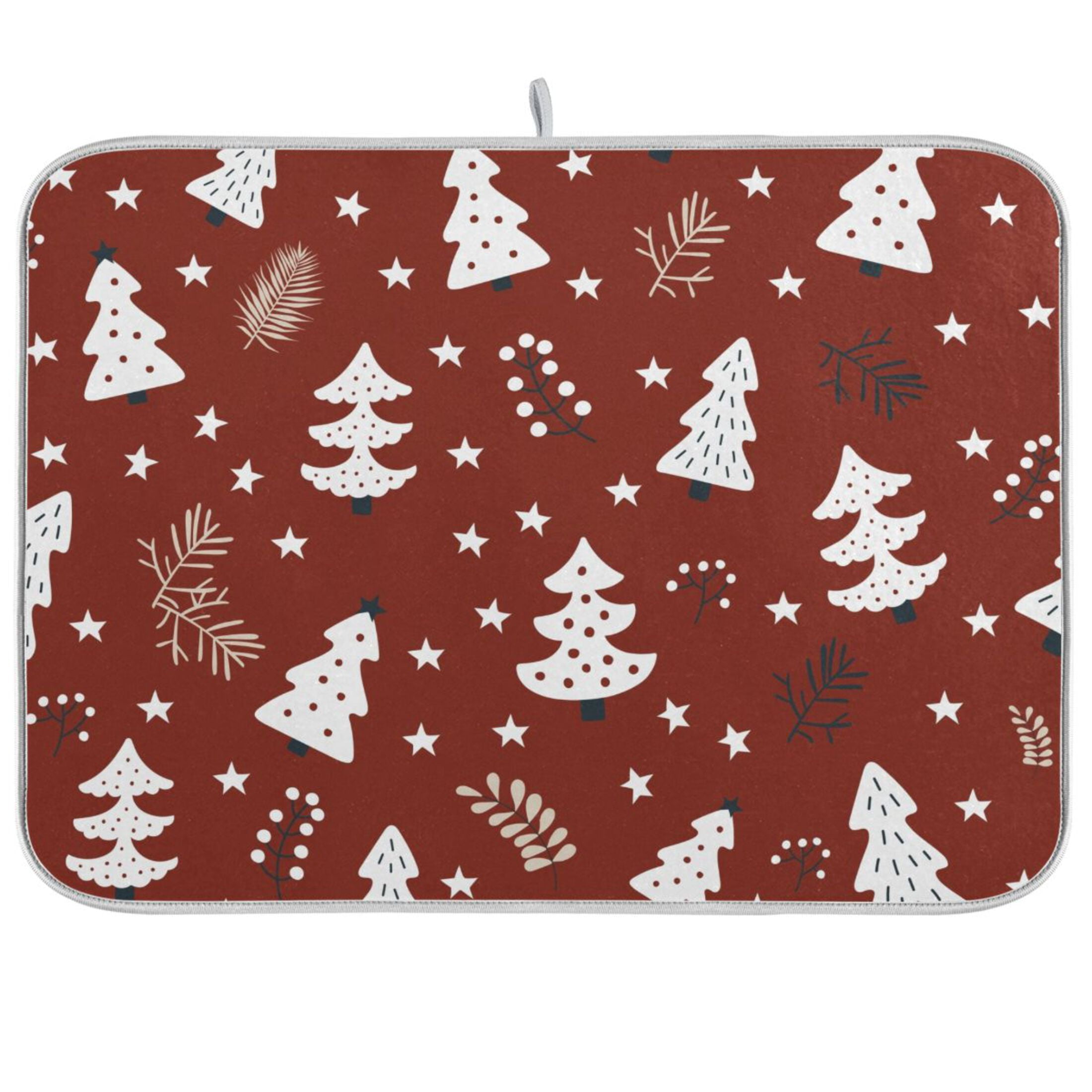 Christmas Tree and Snow Dish Drying Mat Microfiber Kitchen Mats Large ...