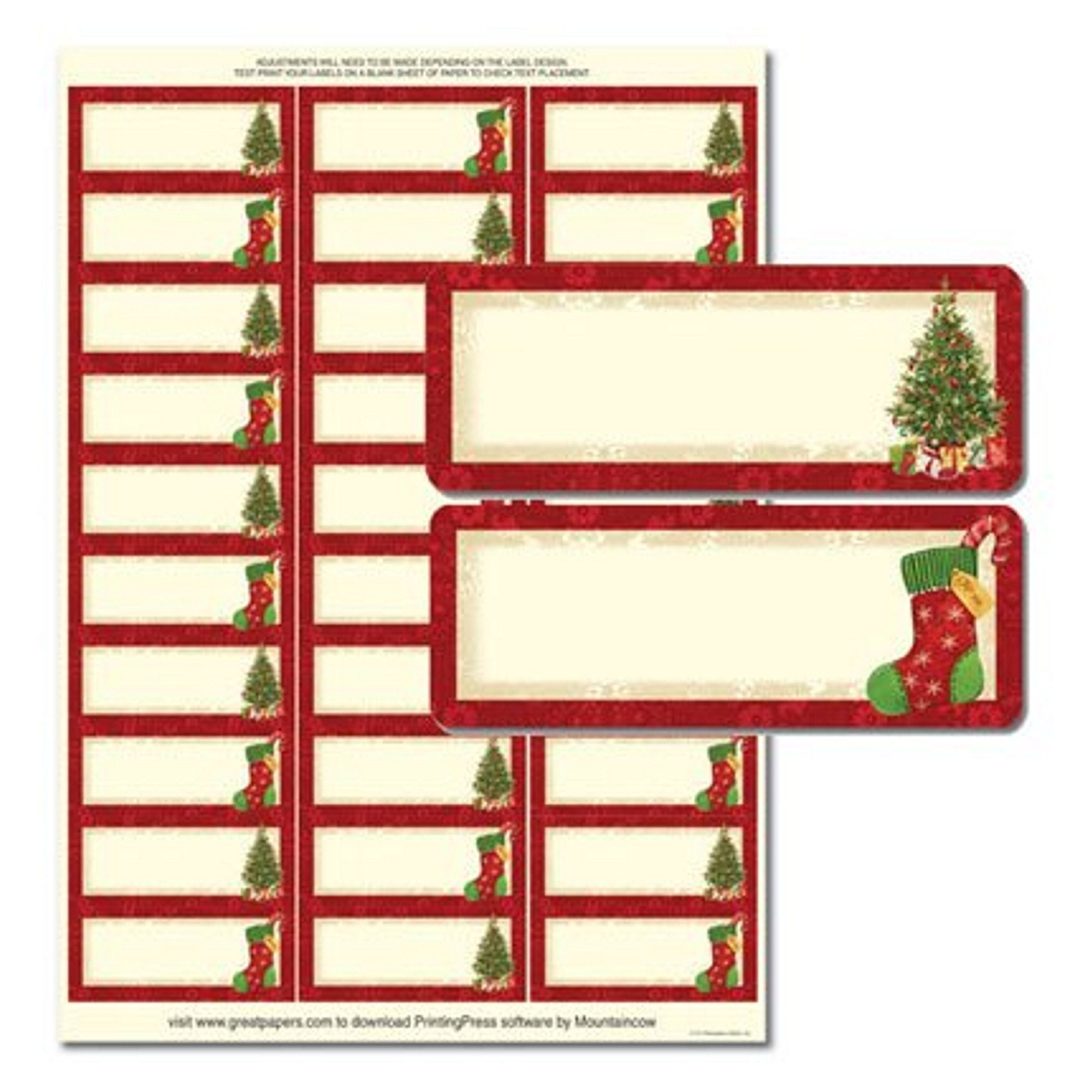 Christmas Tree and Stocking Address Labels -1in. x 2 5/8in. - 150 ...