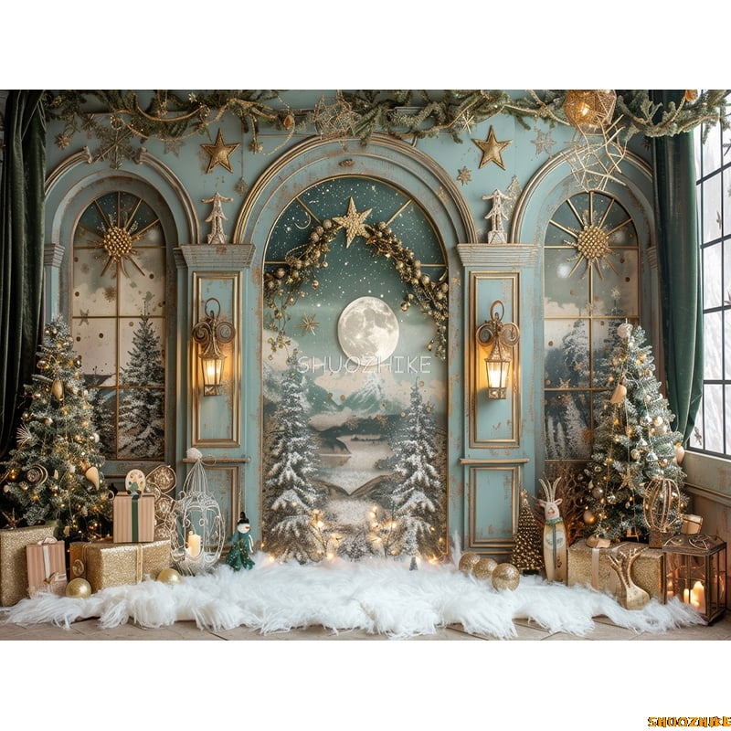 Christmas Tree ration Living Room Photography Backdrops Welcome New Year Holiday Fireplace ...