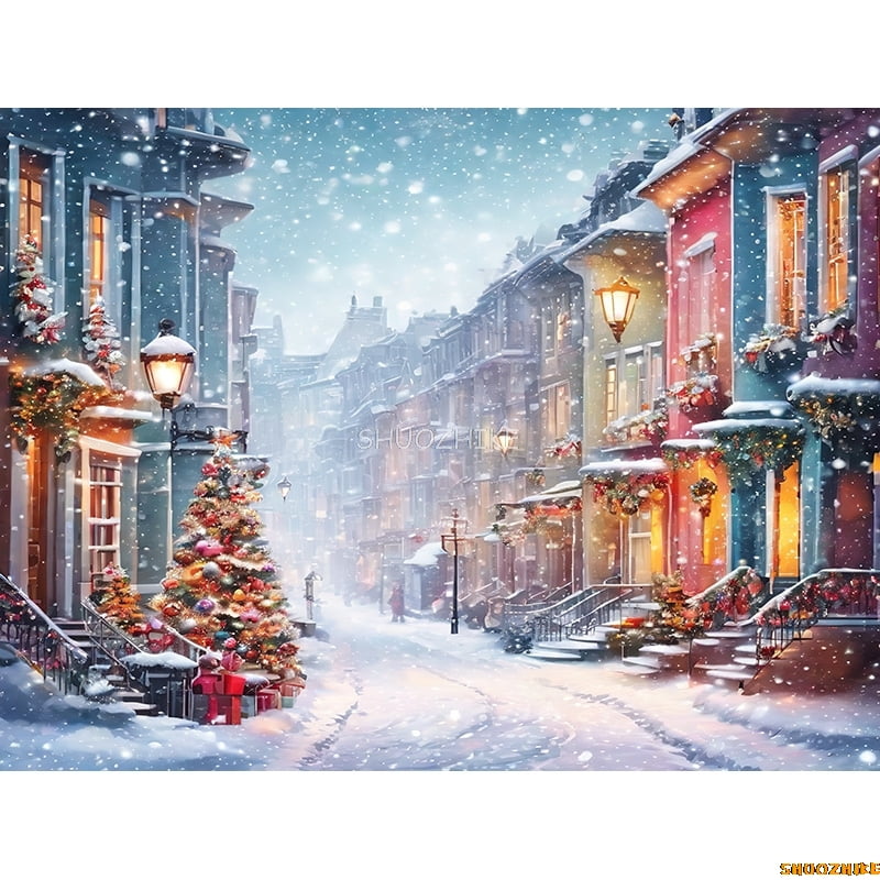 Christmas Tree ration Living Room Photography Backdrops Welcome New Year Holiday Fireplace ...