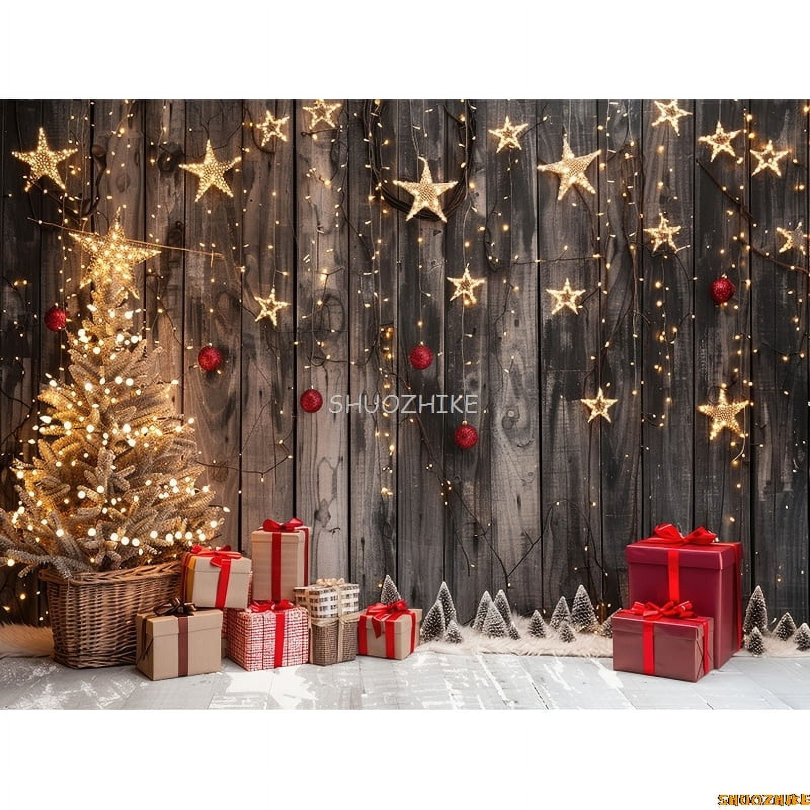 Christmas Tree ration Living Room Photography Backdrops Welcome New Year Holiday Fireplace ...