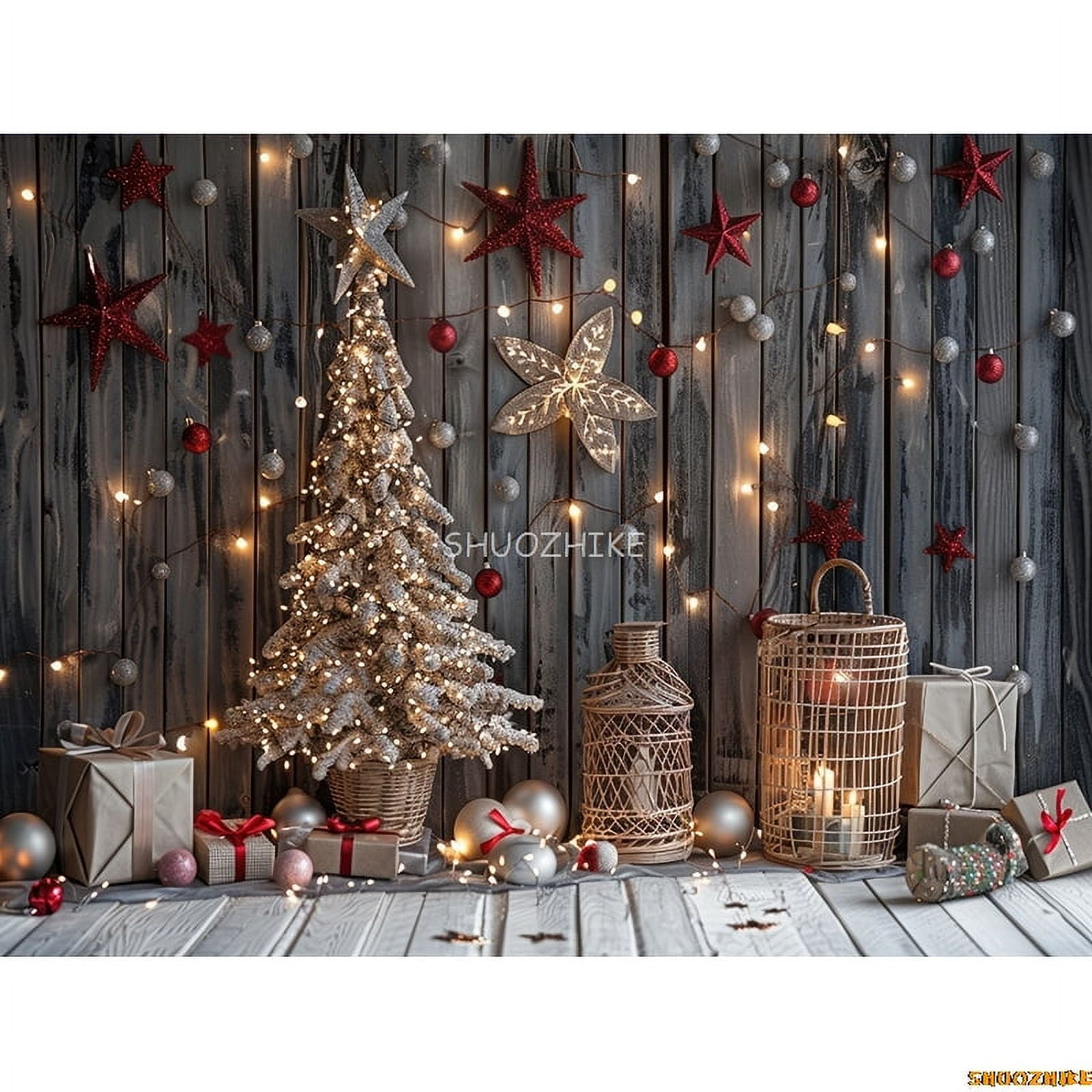Christmas Tree ration Living Room Photography Backdrops Welcome New Year Holiday Fireplace ...