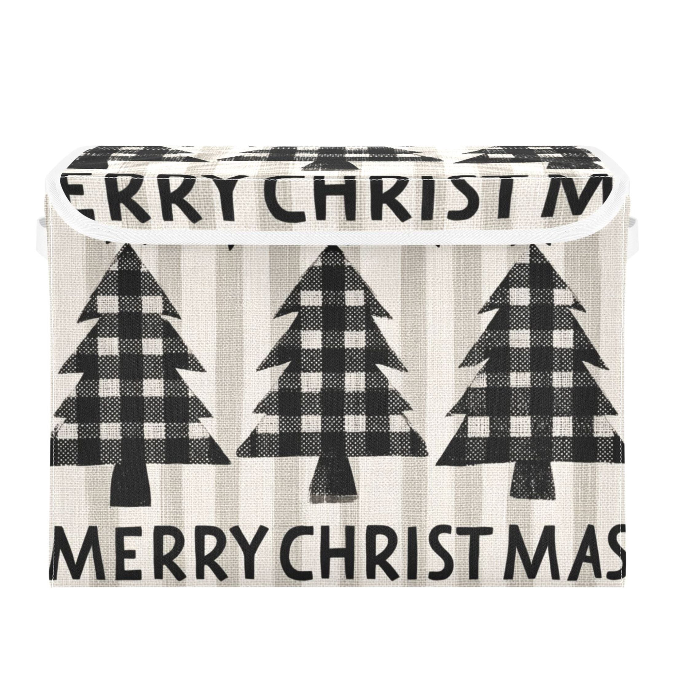 Christmas Tree with Black White Plaids Foldable Storage Bins with Lids ...