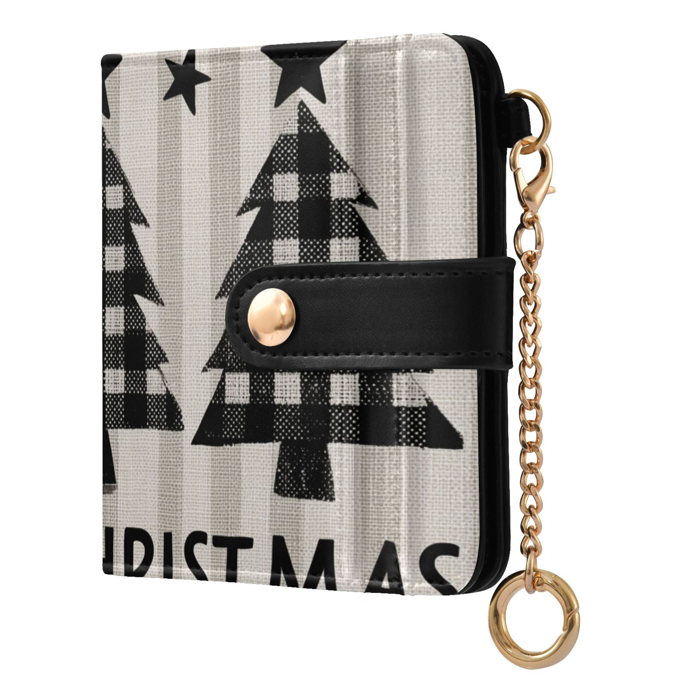 Christmas Tree with Black White Plaids Women's Wallet PU Leather Card ...