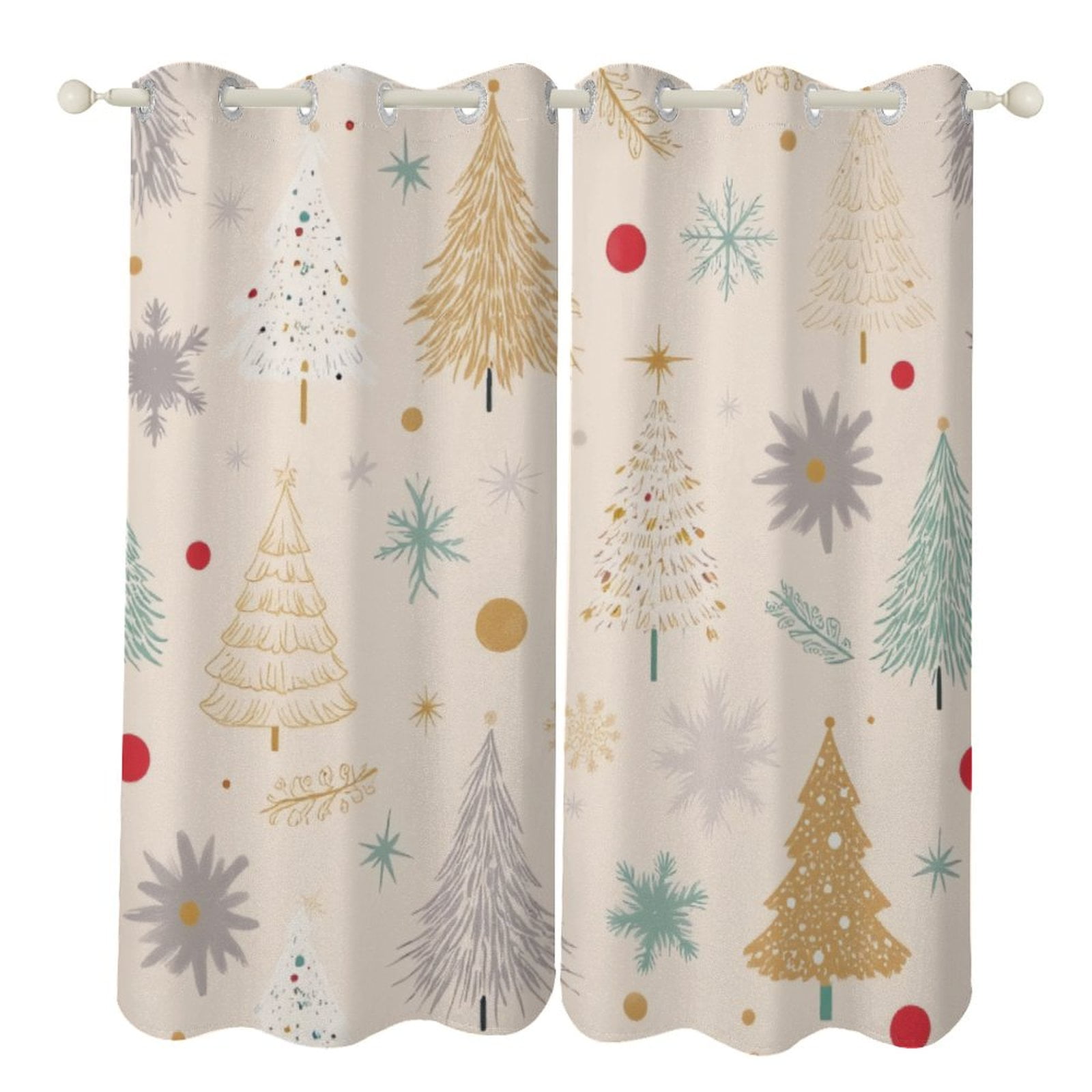 Christmas Trees And Snowflakes Pattern Luxury Window Curtains Blinds ...