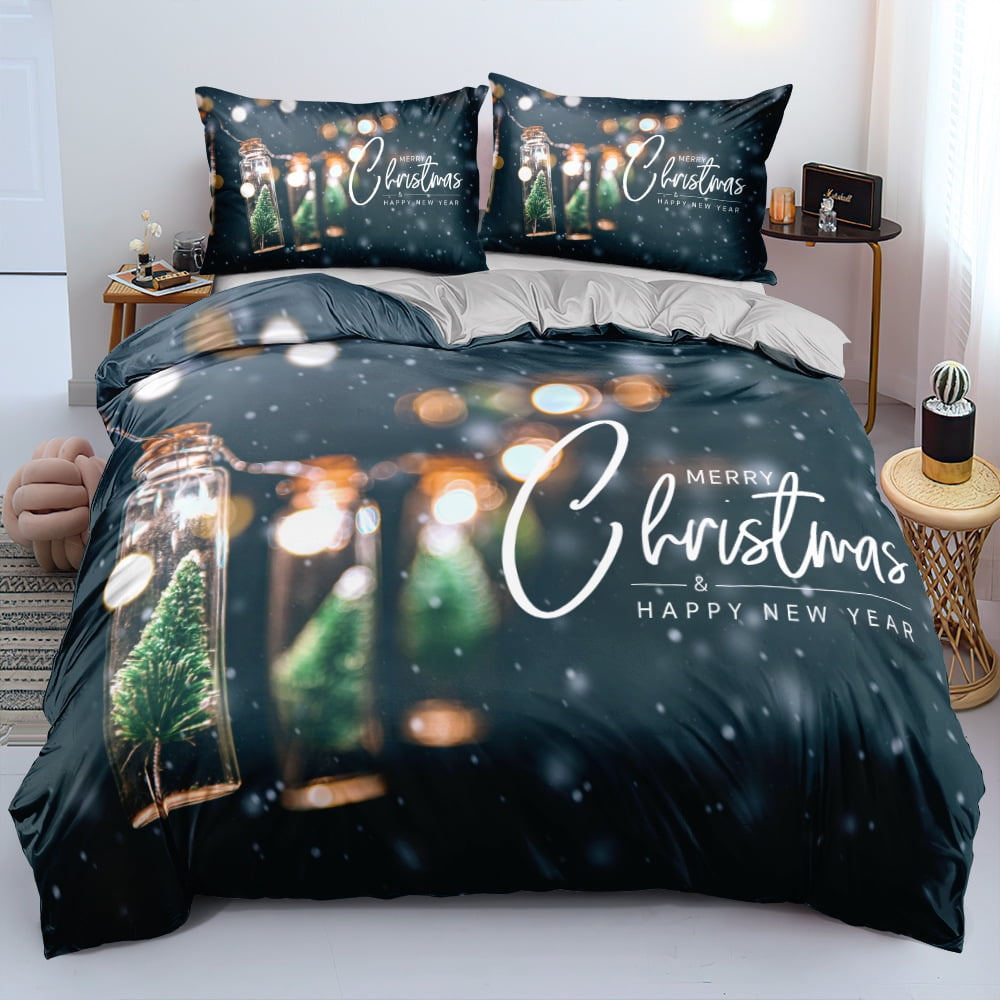 Christmas Trees Bedding Set,Santa Claus Duvet Cover for Kids Teen Boys ...