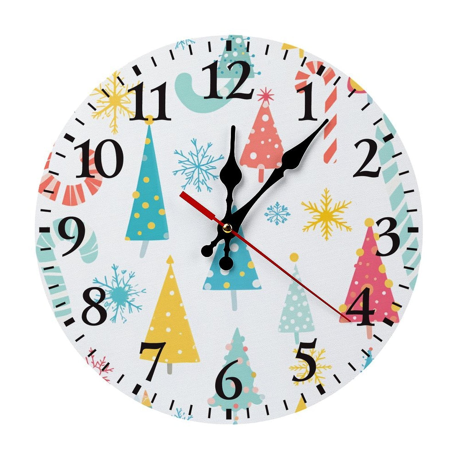 Christmas Trees Candy Canes Snowflakes Wall Clock Modern Design Clocks ...