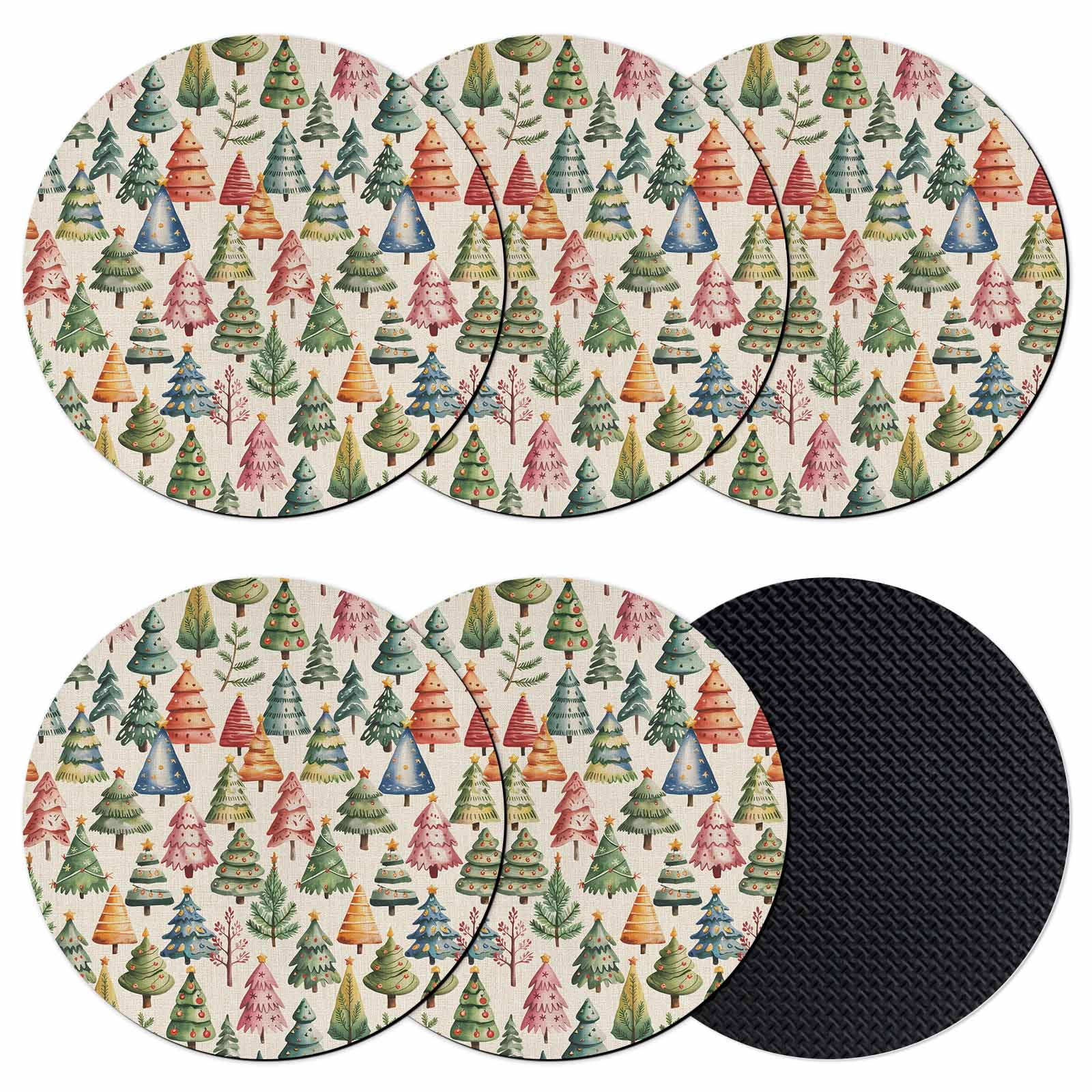 Christmas Trees Coasters Set of 6, Absorbent Coasters for Drinks ...