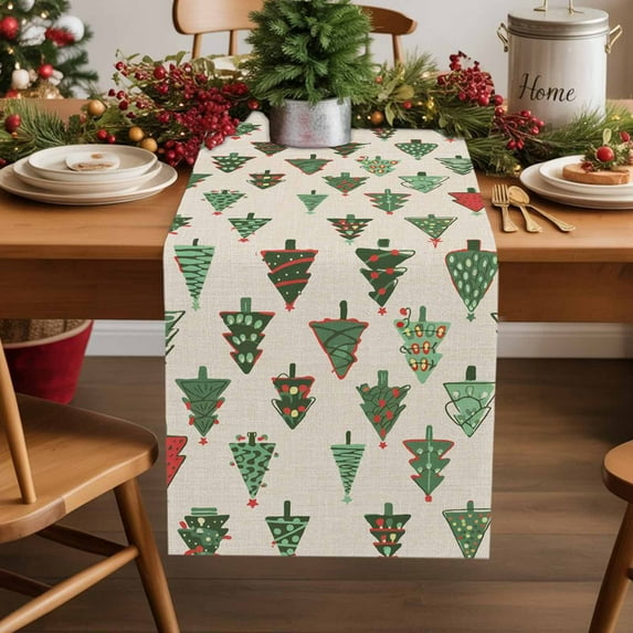 Christmas Trees Cotton Linen Small Table Runner 13 x 60 inch Winter ...