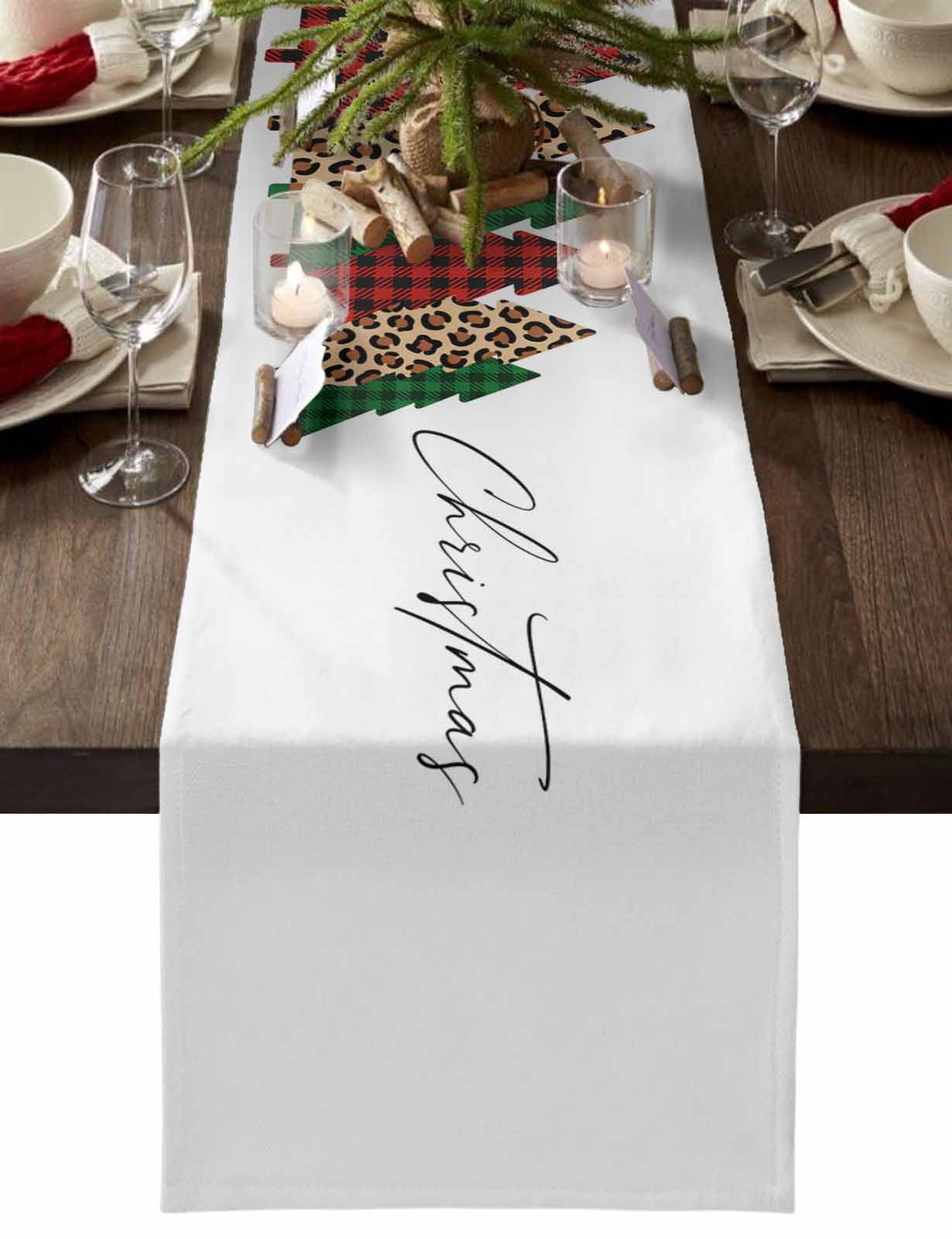 Christmas Trees Cotton Linen Table Runner for Dining Kitchen, Xmas ...