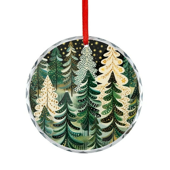 Christmas Trees Crystal Glass Christmas Ornament Hello Winter Holiday ...