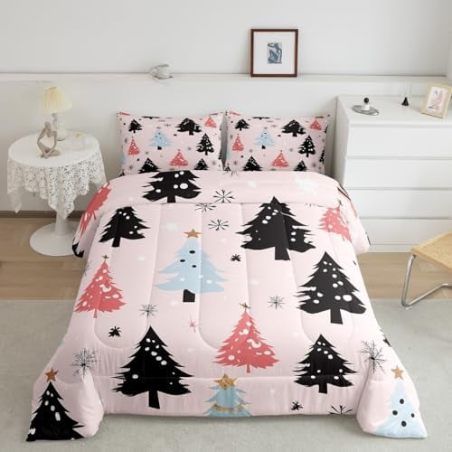 Christmas Trees Full Size Comforter Set,Cartoon Tree Bedding Set for ...