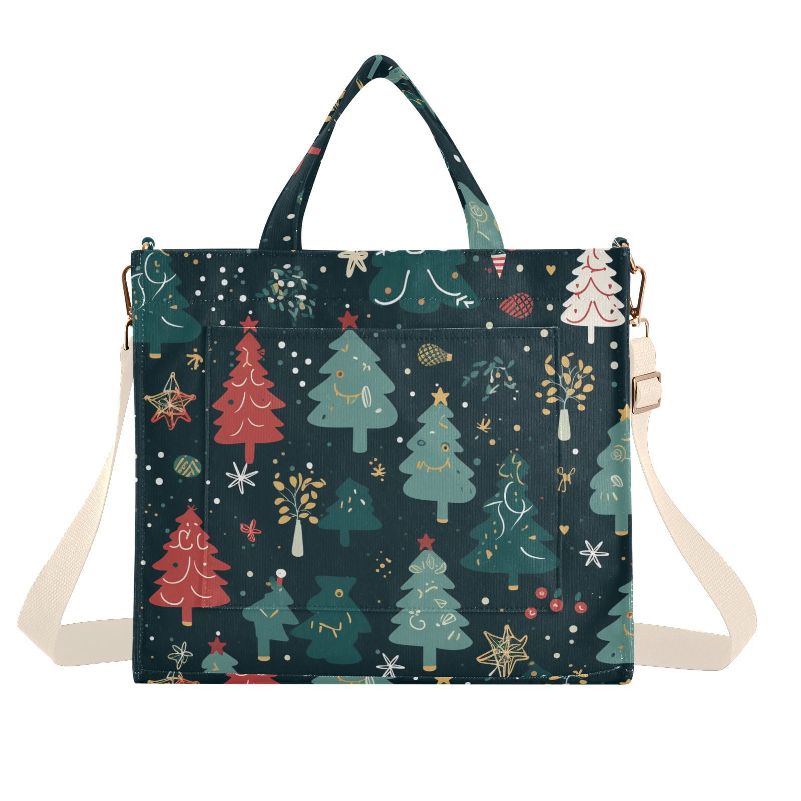 Christmas Trees Green Corduroy Tote Bag Handbag Large Messenger Bag ...