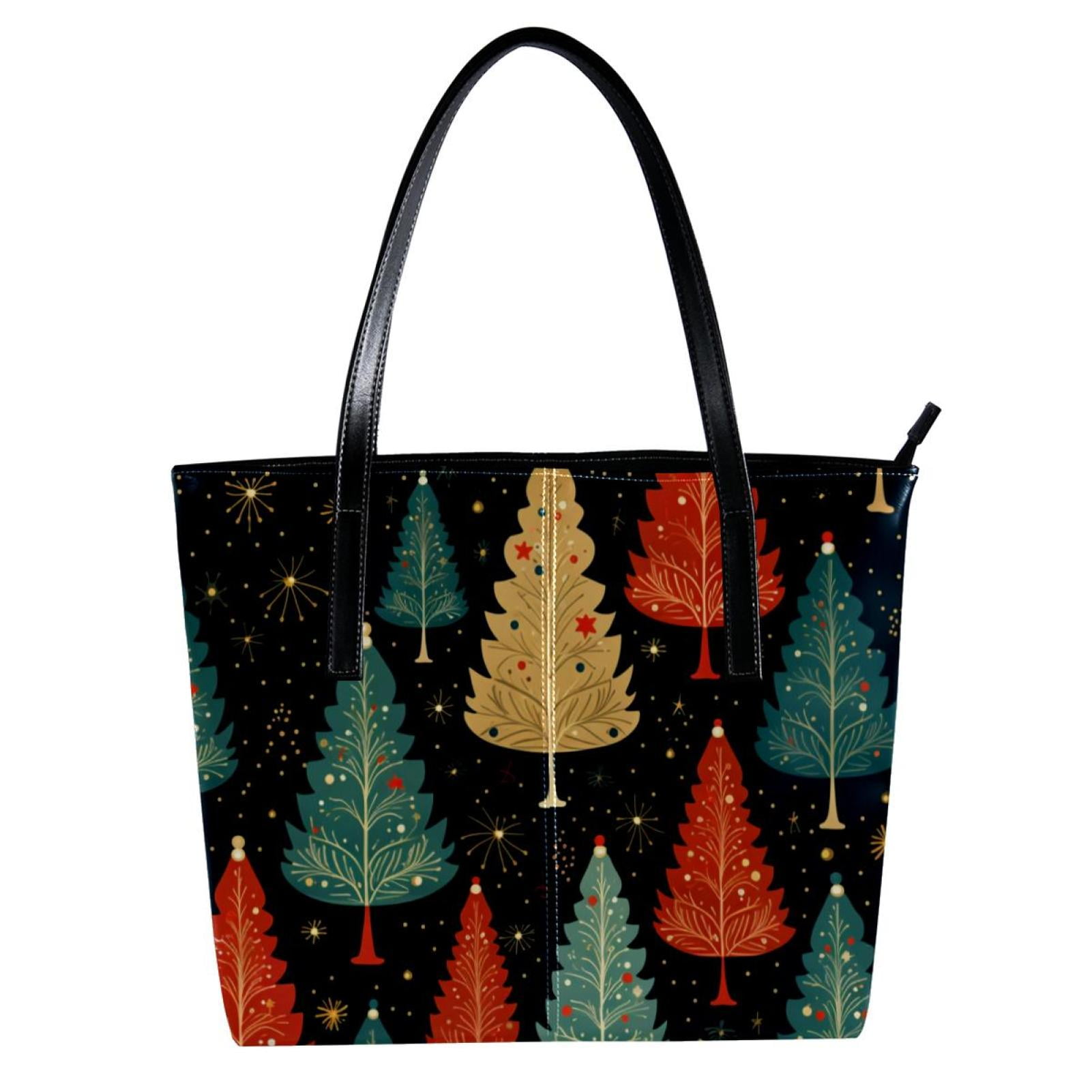 Christmas Trees Leather Stitching Handbag High Quality Fashion Women ...