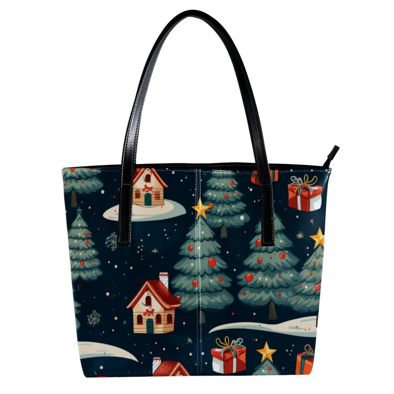 Christmas Trees Leather Stitching Handbag High Quality Fashion Women ...
