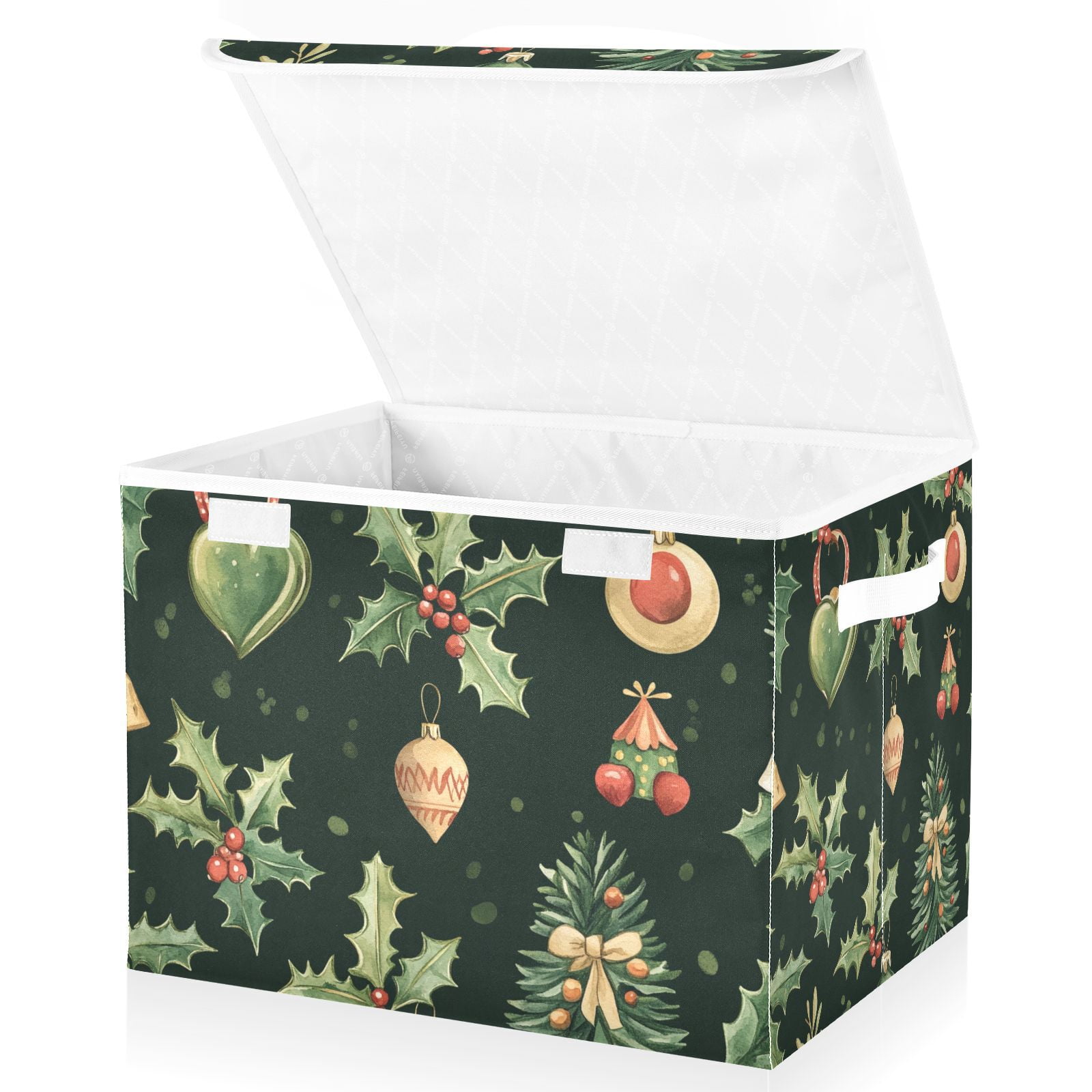 Christmas Trees Leaves Green Storage Basket for Shelves Foldable ...