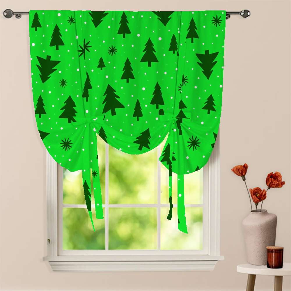 Christmas Trees On Green Window Curtain for Living Room Roman Curtain ...