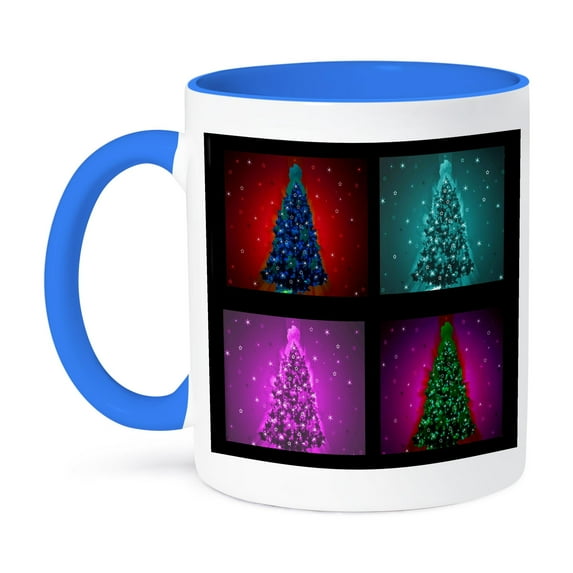 Christmas Trees Patchwork, Four Neon Colored Christmas Trees In A ...
