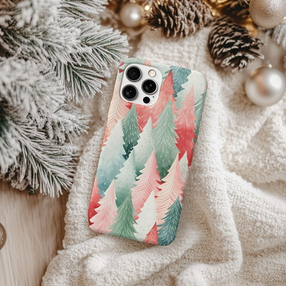Christmas Trees Pattern Holiday Phone Case with iPhone 17 to 11 Pro Max ...