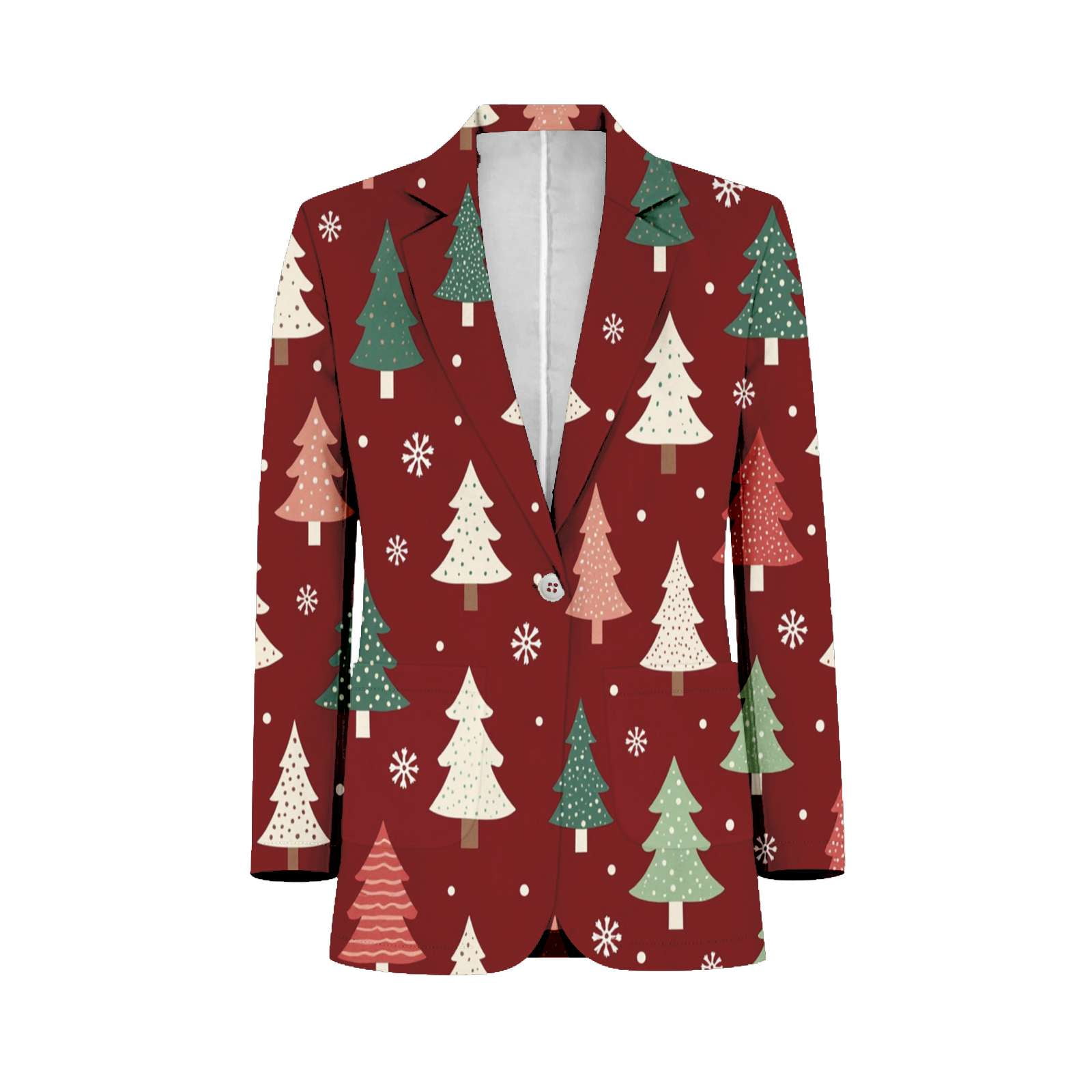 Christmas Trees Pattern On Red Men Blazers Slim Clothing Summer Jacket ...