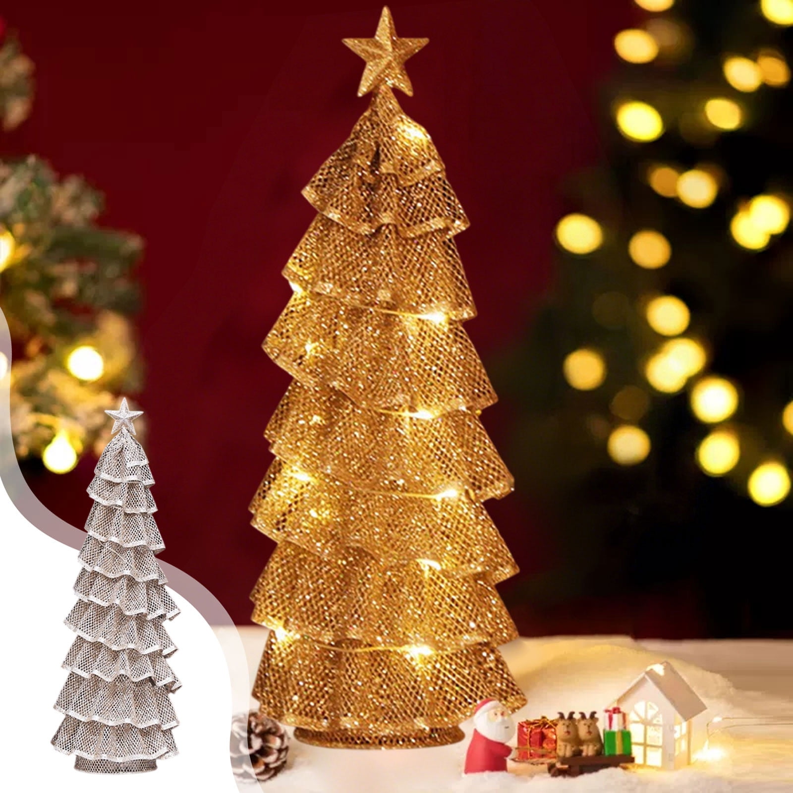 Christmas Trees Qwtwty Iron Mesh Lights Glowing Christmas Tree ...