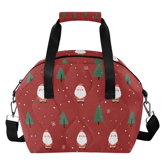 Christmas Trees Santa Claus Standing Dots Insulated Lunch Bag Reusable ...