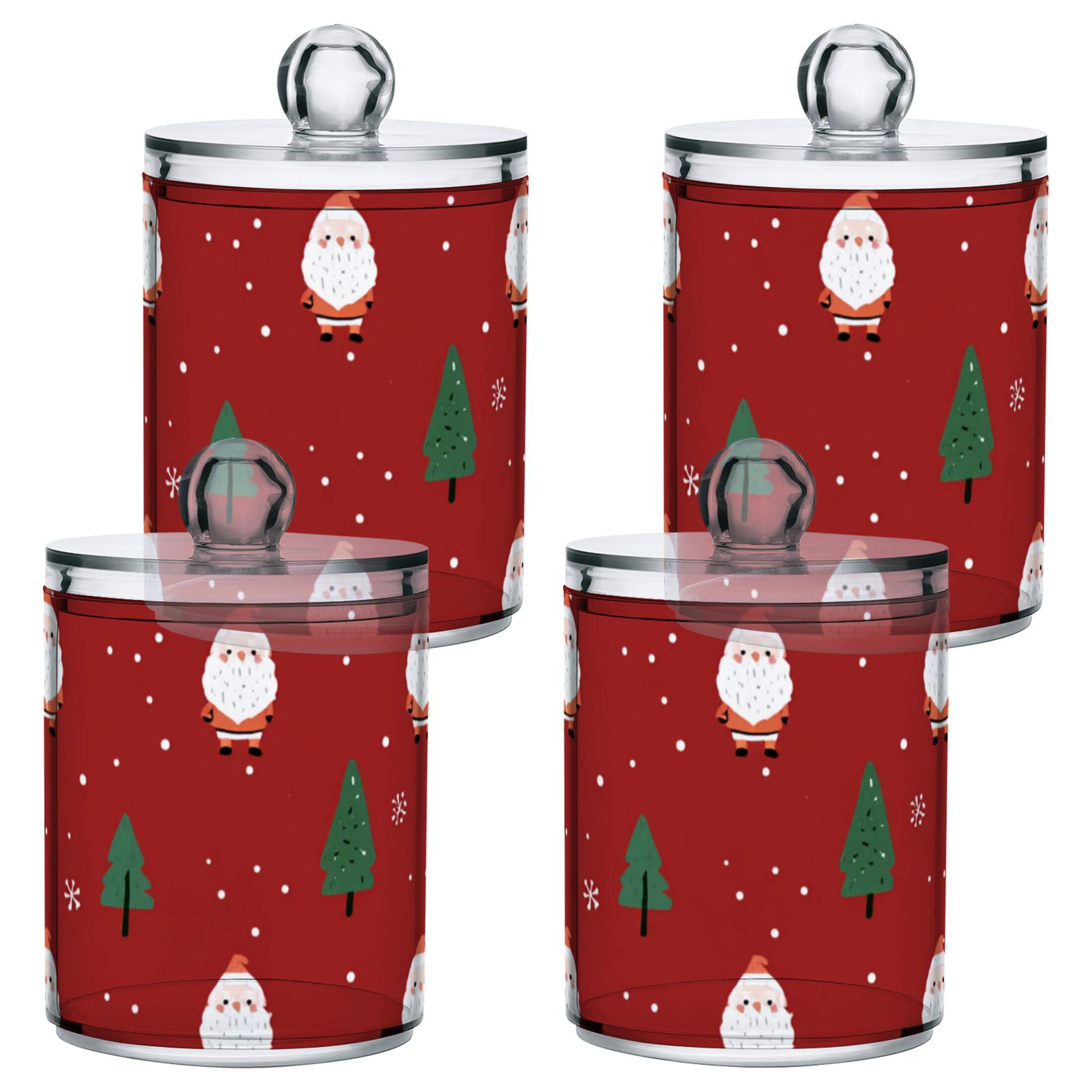 Christmas Trees Santa Claus Standing Dots Translucent Plastic Cans ...