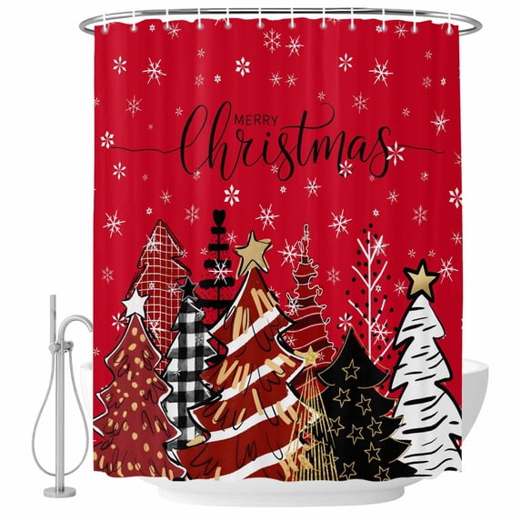 Christmas Trees Shower Curtain Set - Standard 72" x 72" Washable ...