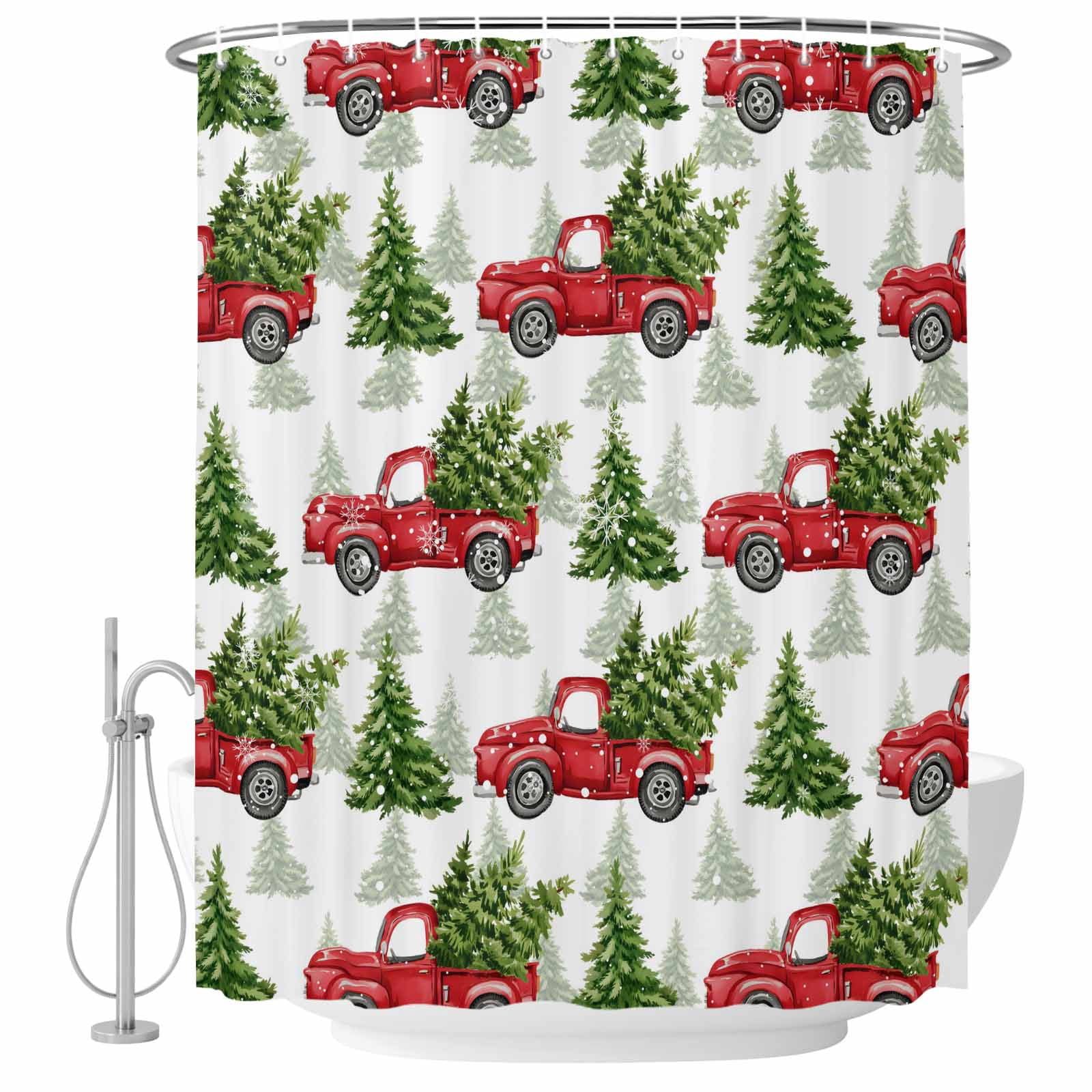 Christmas Trees Shower Curtain, Waterproof Shower Curtains for Bathroom ...