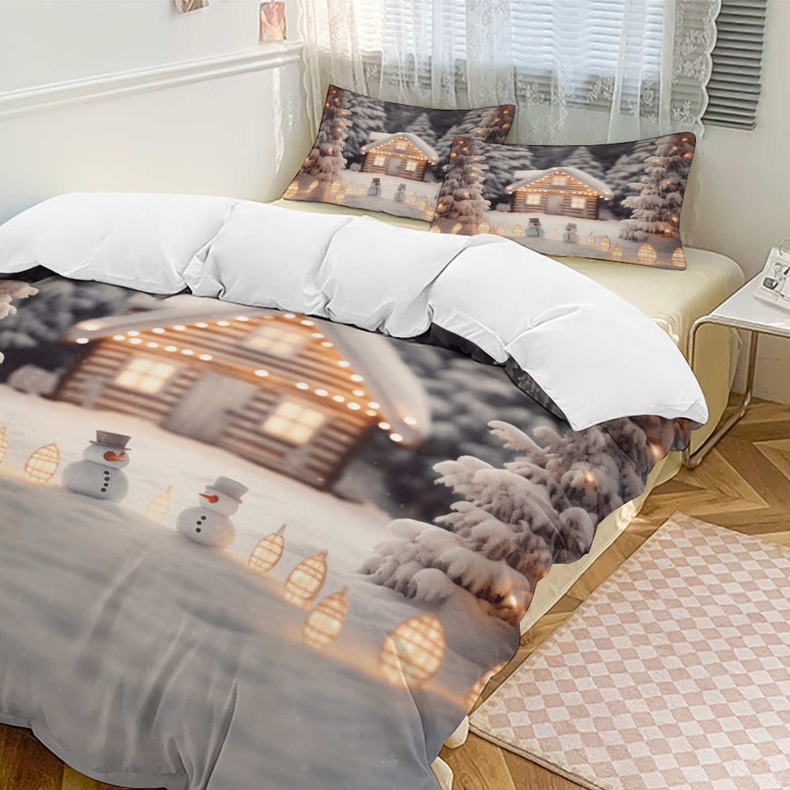 Christmas Trees, Snowmen 3D Duvet Cover Set Quilt Cover Theme for ...