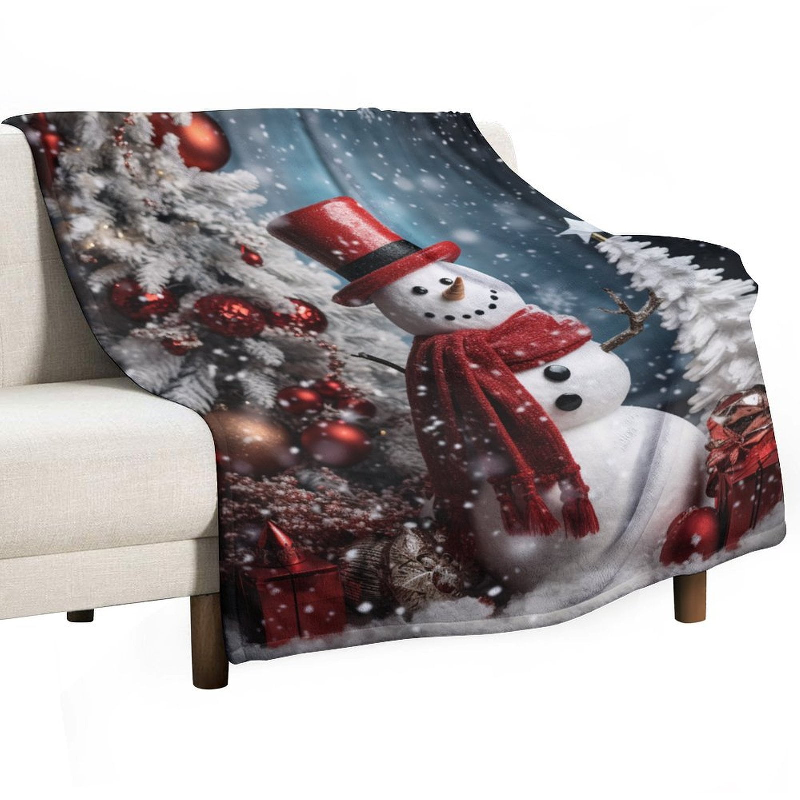 Christmas Trees, Snowmen Blankets Flannel Blanket with Soft Throw ...