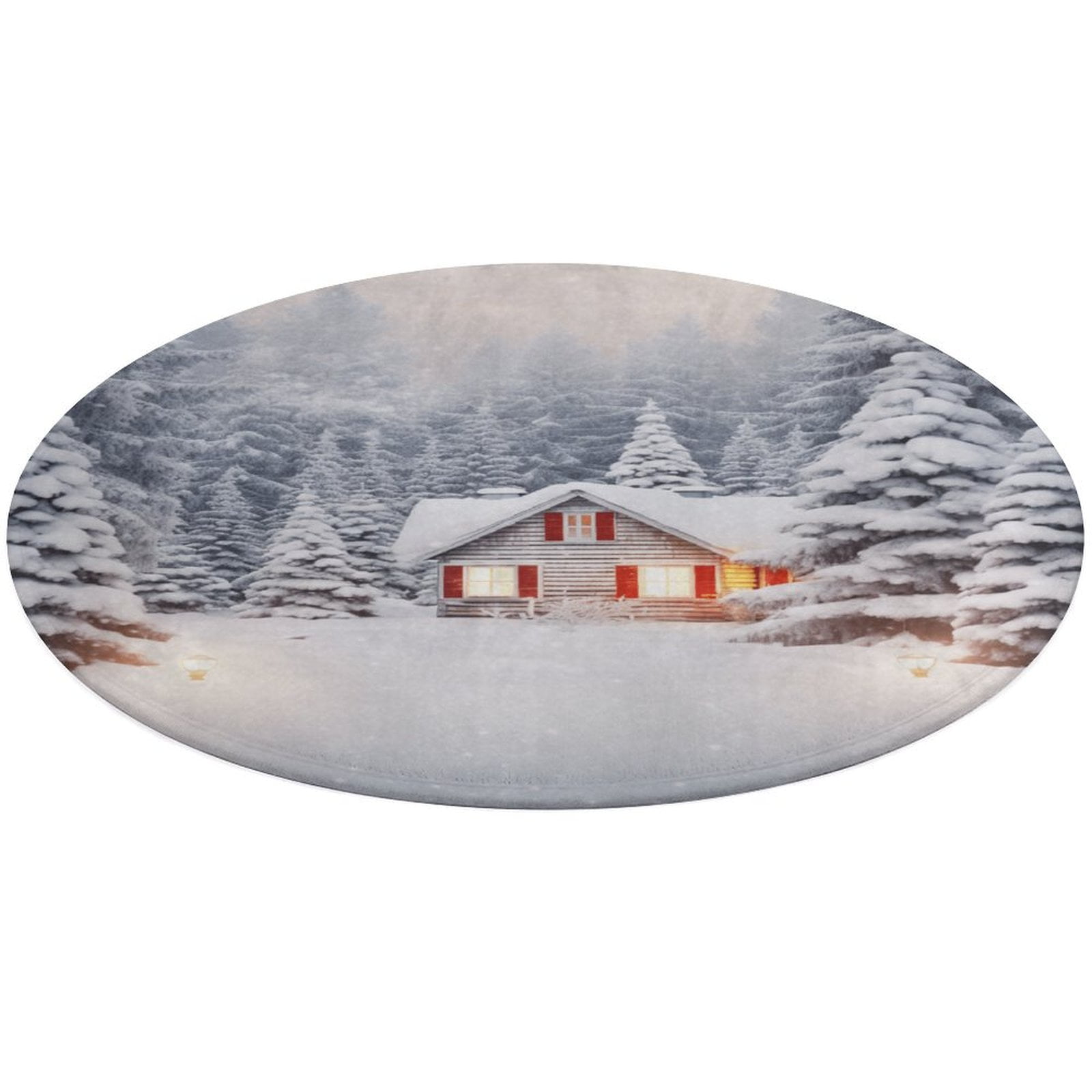 Christmas Trees, Snowmen Soft Bedroom Round Area Rug, Washable Cute ...