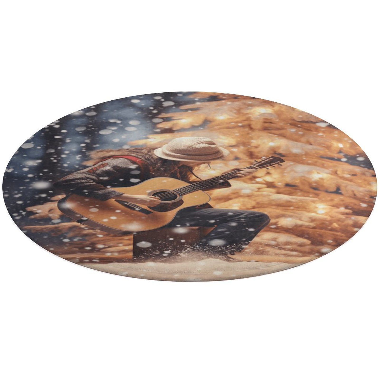 Christmas Trees, Snowmen Washable Round Rug -Circle Area Rugs for ...