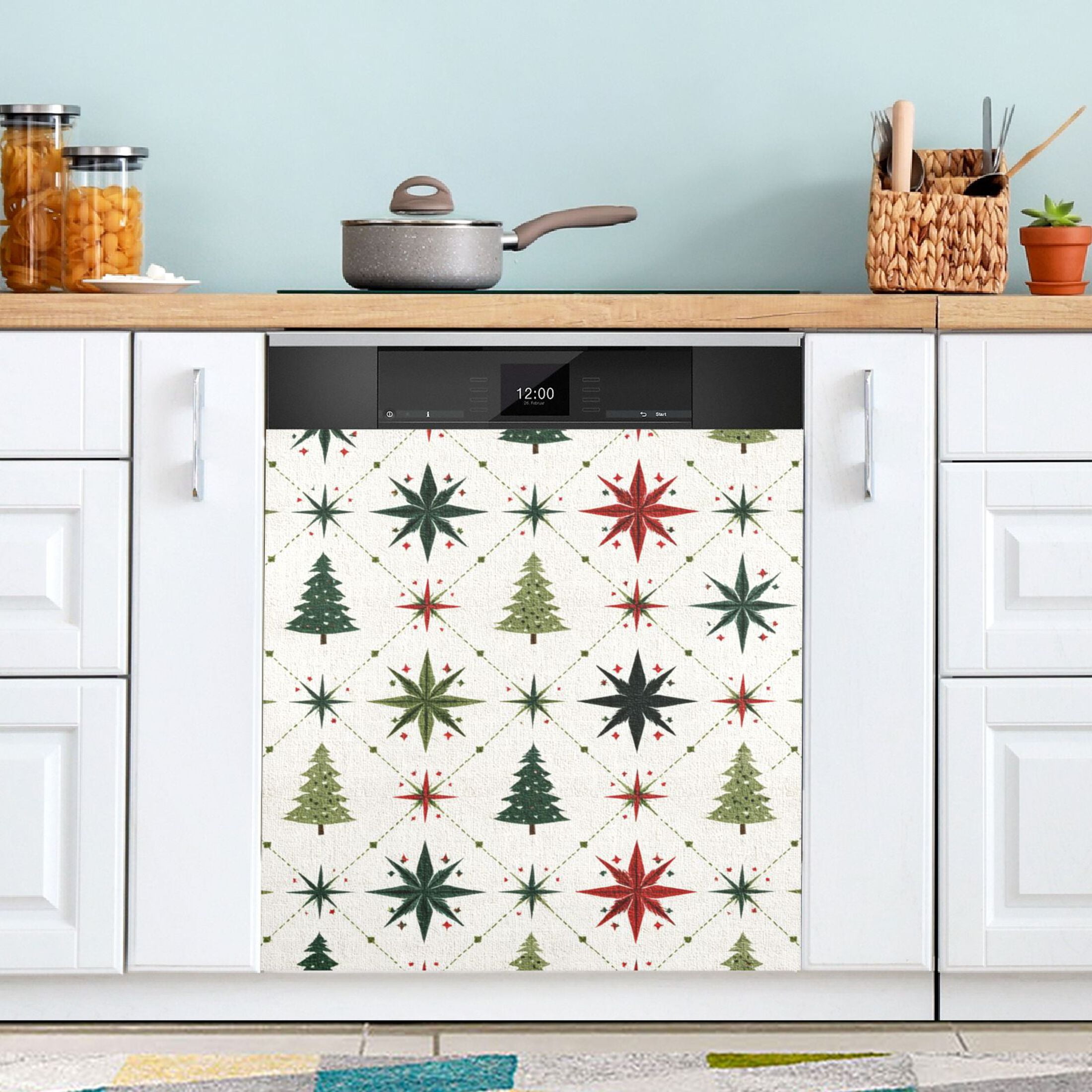 Christmas Trees Stars Dots Lines Dishwasher Magnet Refrigerator ...