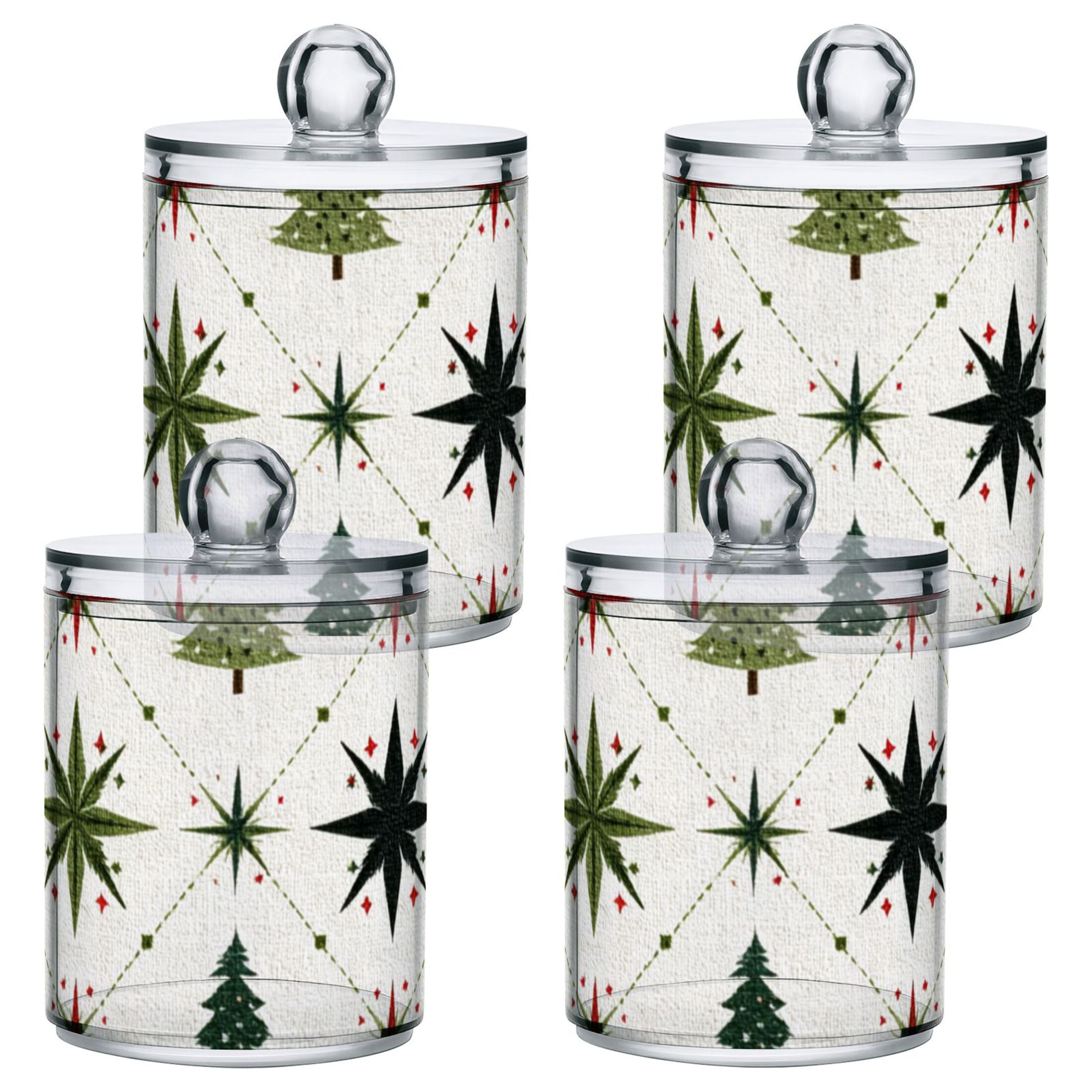 Christmas Trees Stars Dots Lines Translucent Plastic Cans Storage ...