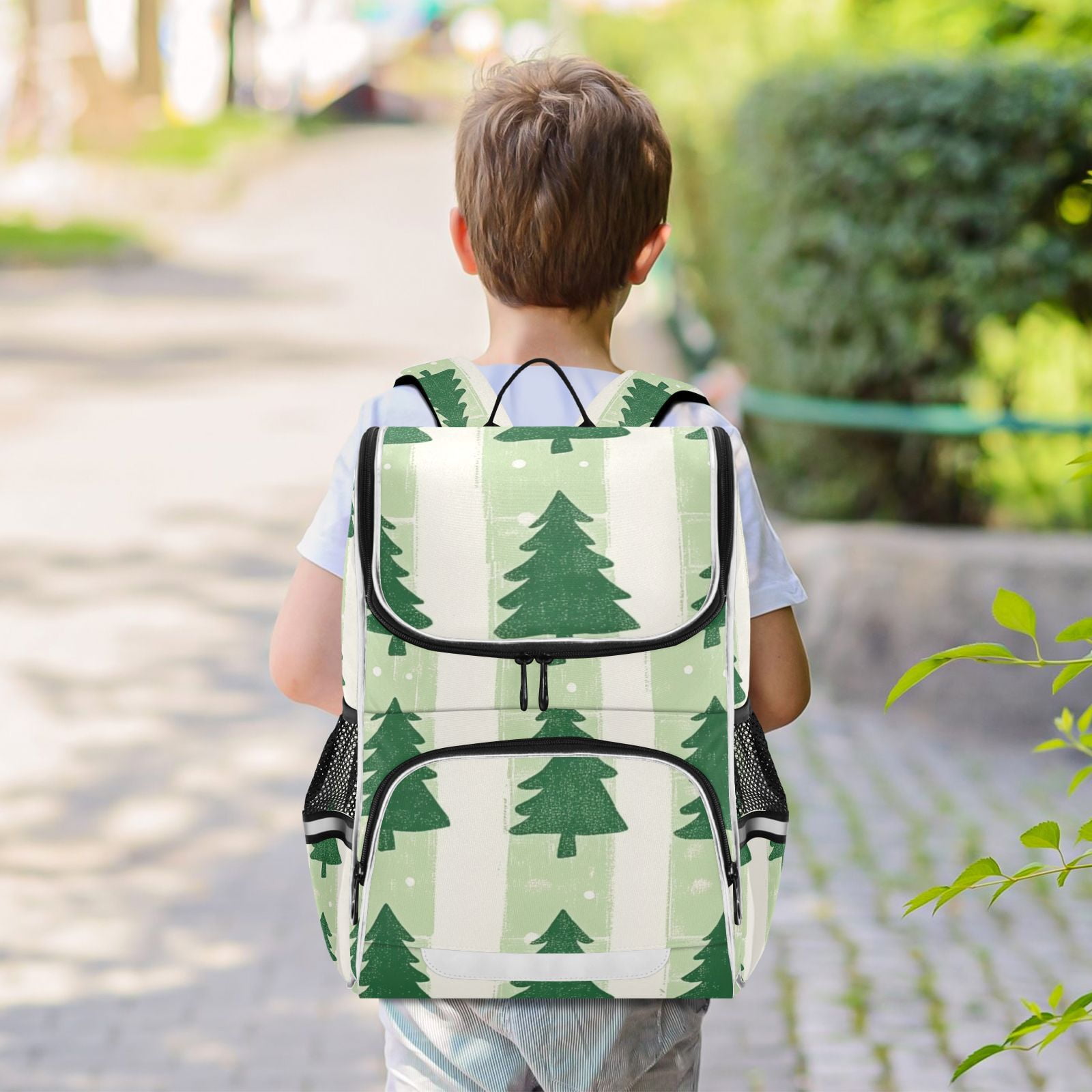 Christmas Trees Stripe Backpack Big Laptop Backpack Casual Daypack ...