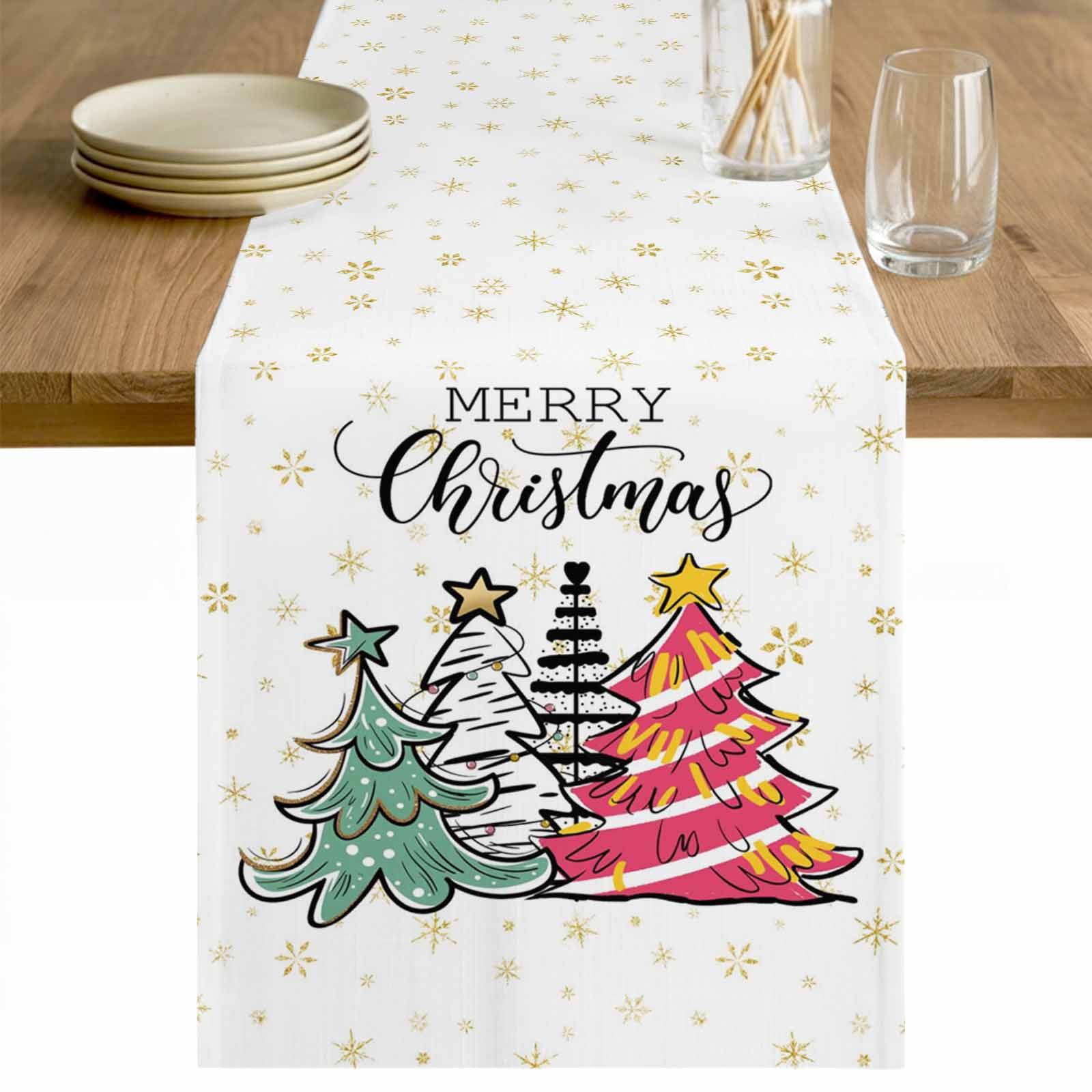 Christmas Trees Table Runner 90 Inches Long Farmhouse Dress Scarves ...