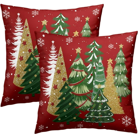 Christmas Trees Throw Pillow Covers 20x20 Inch Set of 2, Xmas Tree ...