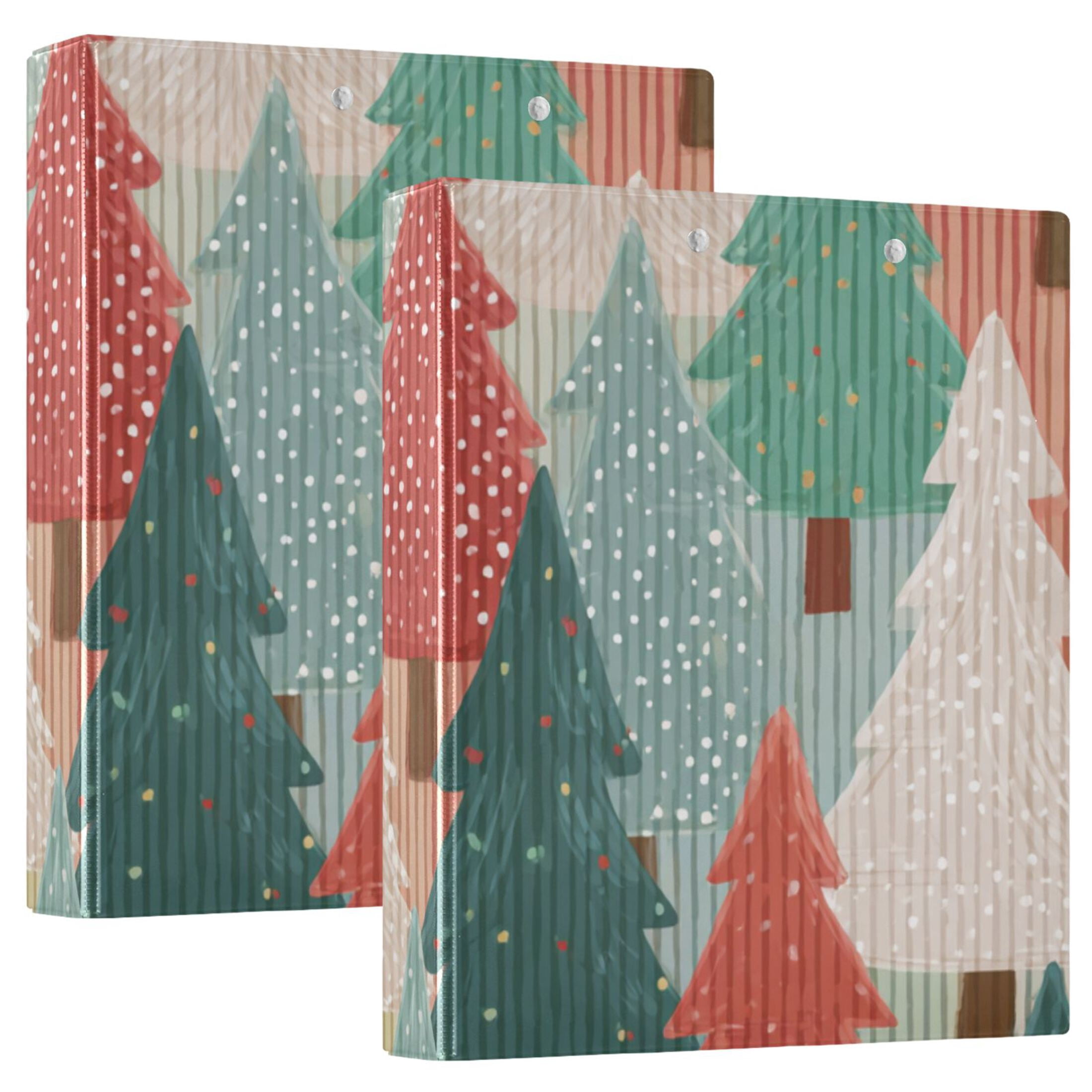 Christmas Trees Whimsical Multicolor Round Ring Binder 3 Rings 1.5 ...