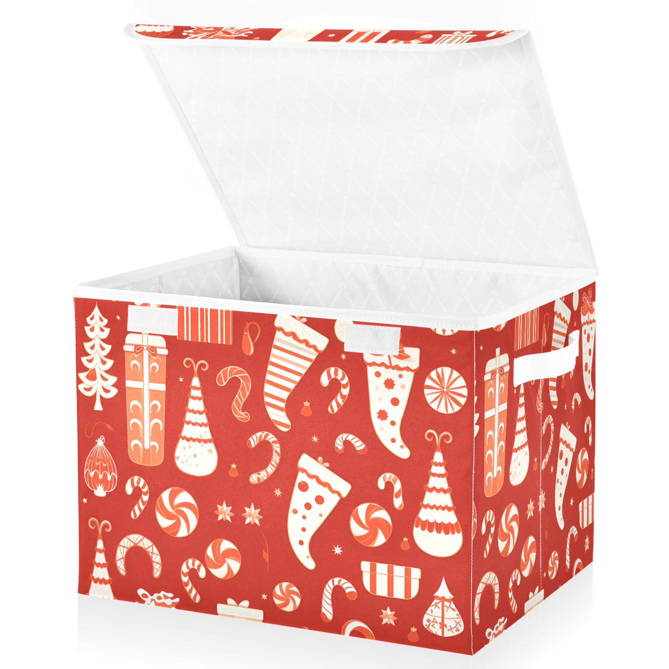 Christmas Trees and Hats Large Lidded Bin Foldable Storage Baskets ...